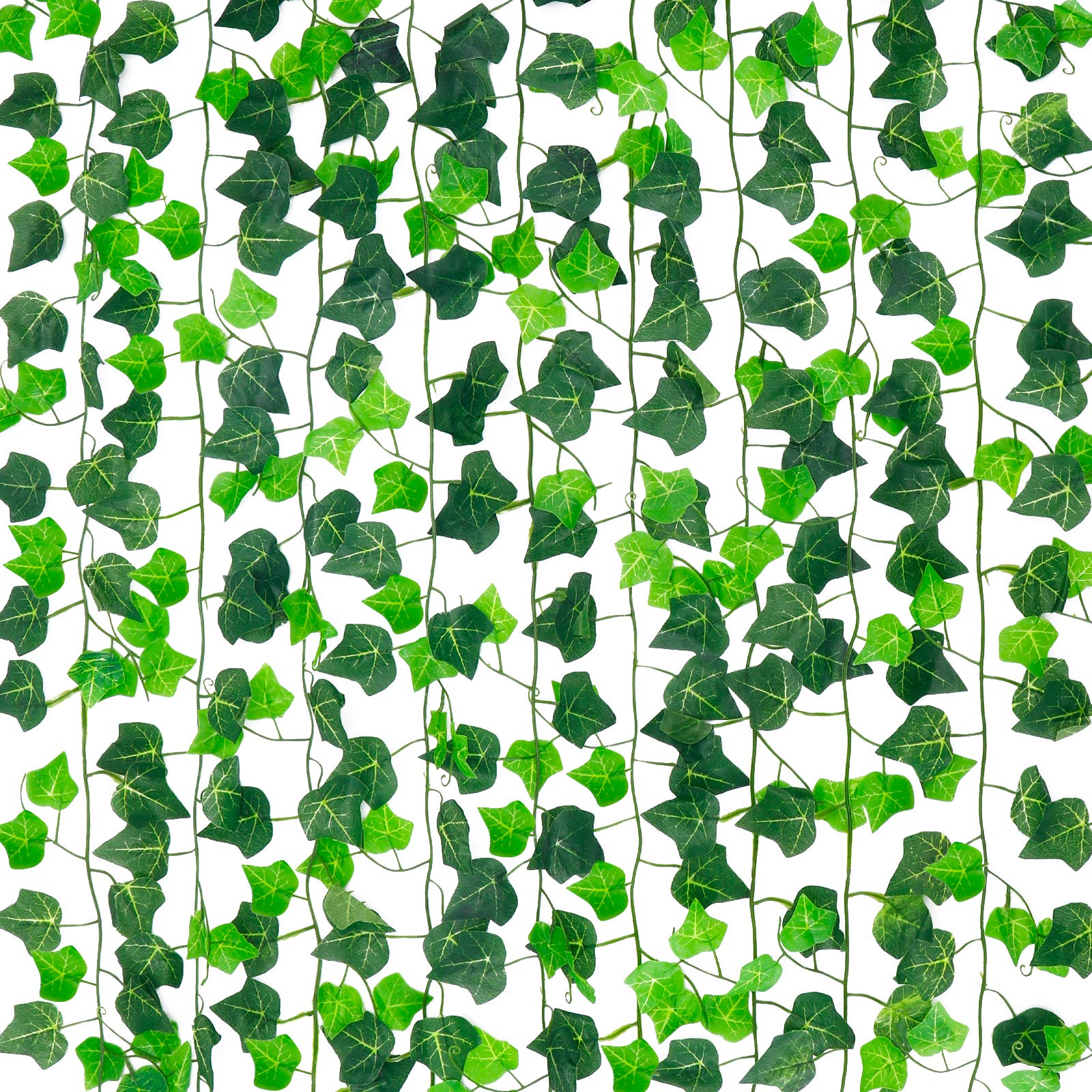 TELDRASSIL 24pcs 180 Feet Fake Ivy Leaves Fake Vines, Artificial Ivy Garland Greenery Artificial Hanging Plants for for Wall Party Wedding Home Indoor Outdoor Decor(Dark Green, Light Green)