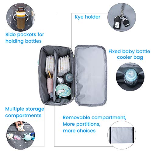 Orzbow XL Universal Stroller Organizer, Waterproof Large Baby Diaper Bag, Stroller Caddy Organizer with Cup Holder & Shoulder Strap, 4 Ways To Carry-Backpack,Shoulder,Messenger & Mom Handbag (Grey)