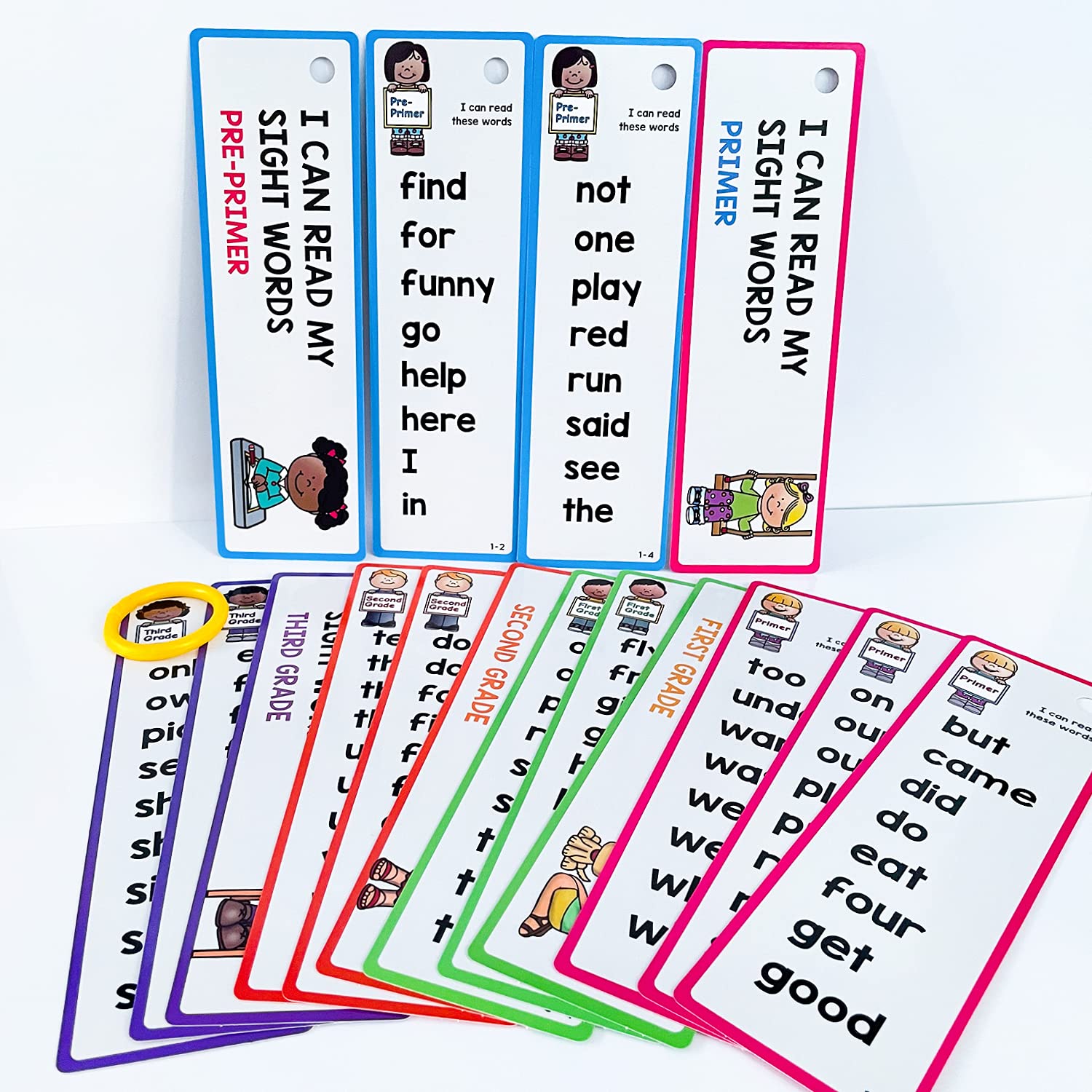 Richardy 220 Sight Words Flashcards, 5 Level Pre-Primer/Primer / 1st Grade / 2nd Grade / 3rd Grade, Toddler Learning Toys, Preschool Learning Supplies Pre K, Preschool, Kindergarten, 1st, 2nd Grade
