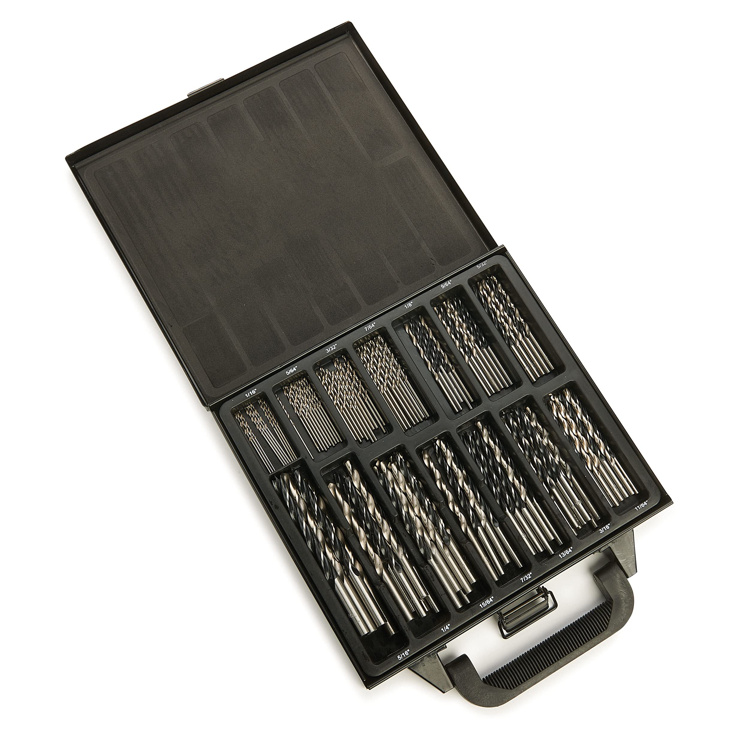 WOODRIVER 100-Piece Combo Brad Point and Twist Drill Bit Box
