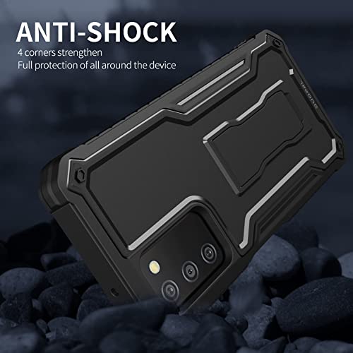 DUOPAL for Samsung Galaxy A03s 5G Case, Military Grade Protection Shockproof Case with Tempered Glass HD Screen Protector and Kickstand Compatible with Samsung A03s 5G Phone 6.5 inch (Black)