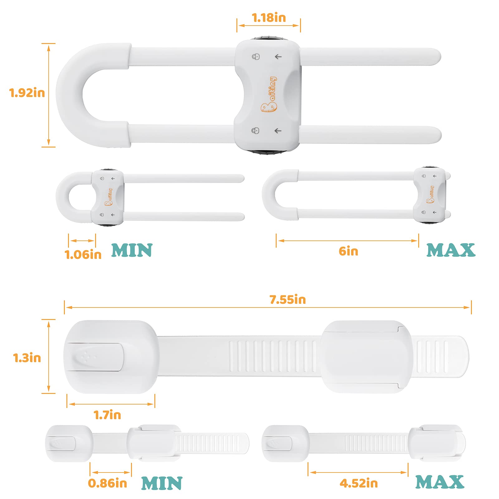 Baby Proofing Cabinets Locks, 12 Pack Sliding Door Lock and Fridge Lock Combination for Babies Safety, Super Easy to Use Child Locks for Cabinets Door Knob, For All Solution Baby Items Bay Shower Gift