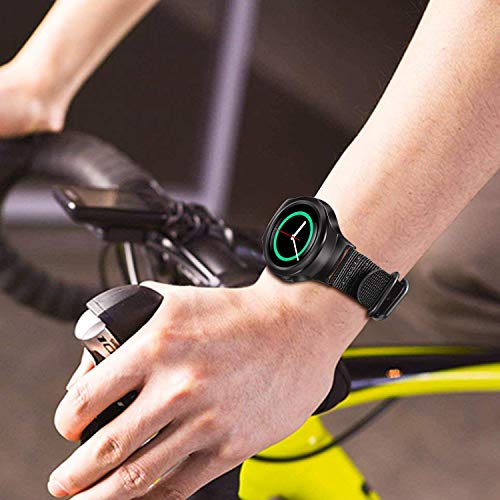 Fintie Band Compatible with Gear S2, Soft Woven Nylon Adjustable Replacement Sport Strap with Adapters Compatible with Samsung Gear S2 SM-R720 SM-R730 Smart Watch (Black)