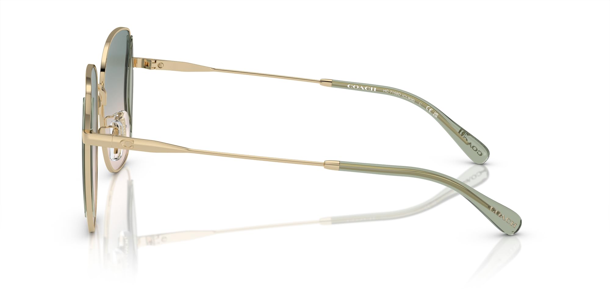 Coach HC7158D Sunglasses, Shiny Light Gold/Green Pink Gradient, 58 mm