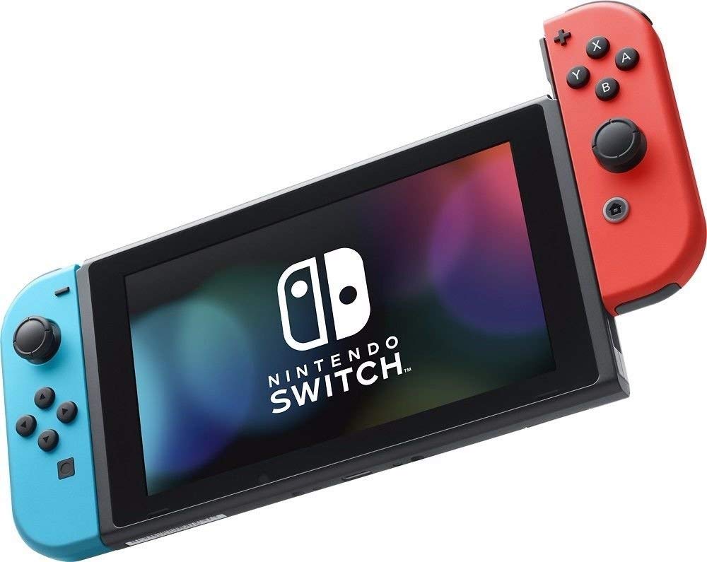 Nintendo Switch Bundle: 32GB Console Red and Blue Joy-Con, Nintendo Switch Wheel (set of 2), Super Mario Odyssey Video Game and Deluxe Travel Case (Renewed)