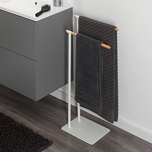 Sealskin Towel Rack, Metal/Wood, White, One Size