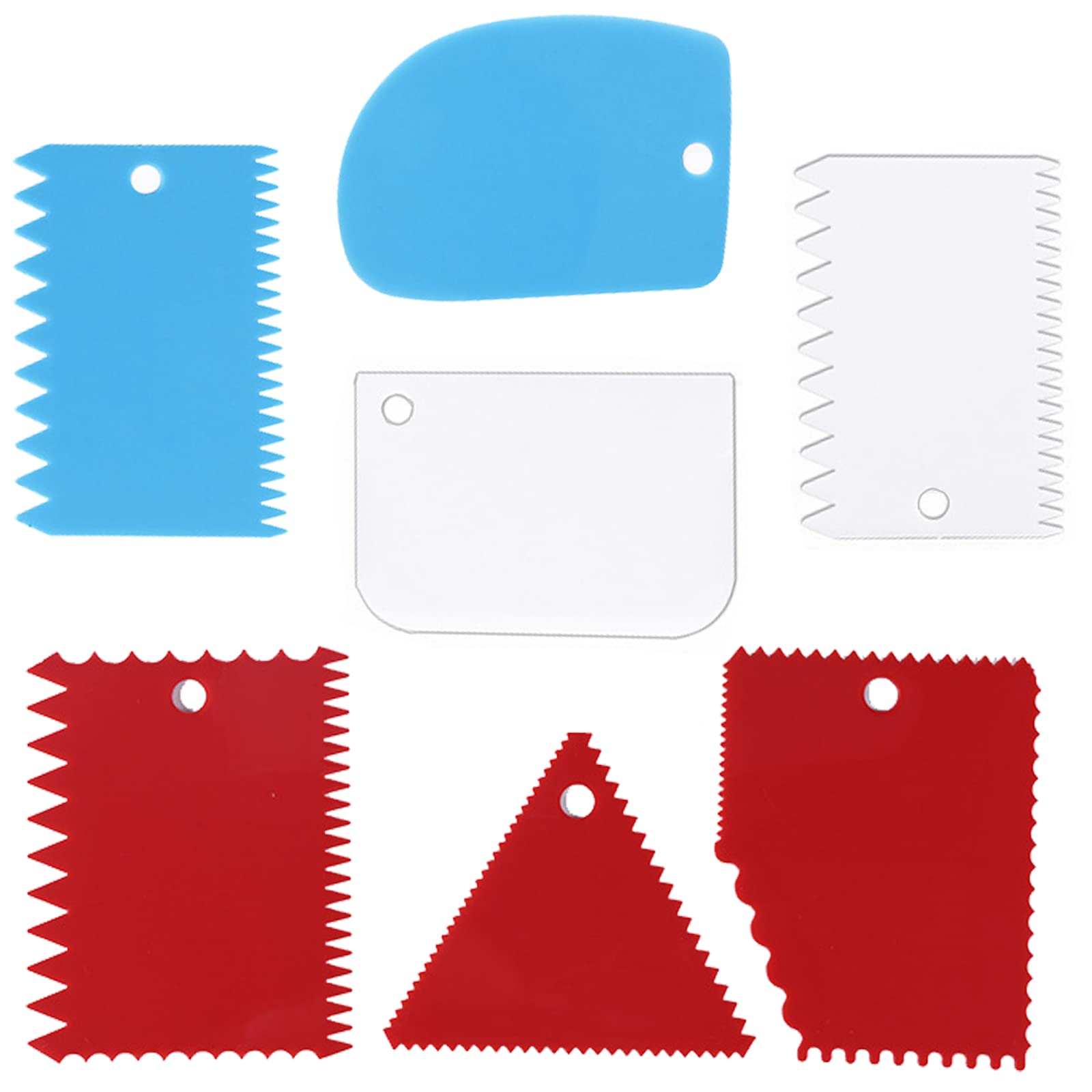 Cake Smoother Scraper Dough Scraper Tools Set,Cake Icing Scraper Smoother,Reusable Bread Cream Pizza Cutter,Flexible Plastic Pastry Cutter,For Baking Cake Edge Stripe Decorating Comb(7Pcs,Multicolor)