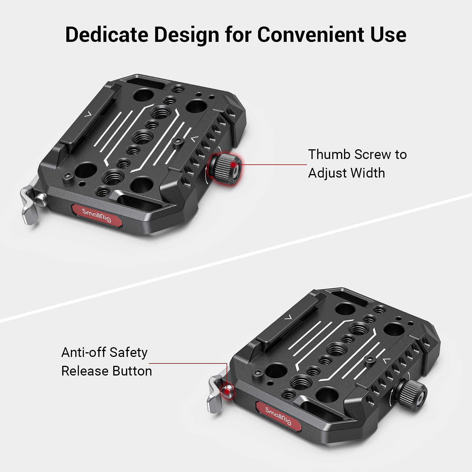 SmallRig Drop-in Baseplate for Manfrotto 501PL Style with Anti-Falling and Width Adjustable Design - 2887