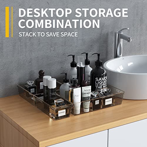 Kzemtcuo 16 Pcs Drawer Organizer Set 5-Size Non-Slip Bathroom Drawer Tray Dividers Versatile Storage Bins Plastic Organizers Divider Container For Dresser Makeup Kitchen Junk Drawer Organizer