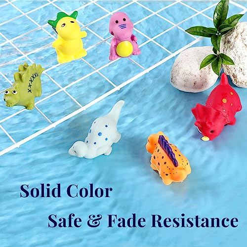 Mold Free Dinosaur Bath Toys for Toddlers/ Infants 6 - 12- 18 Months, No Hole No Mold Bathtub Toys, 1 2 3 4 Years Old Kids (6 Pcs with Storage Bag)