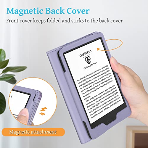 Fintie Stand Case for 6" All-New Kindle (2022 Release) - PU Leather Cover with Card Slot & Hand Strap for Kindle 2022 11th Generation Model No. C2V2L3 (NOT fit Paperwhite or Oasis), Lilac Marble