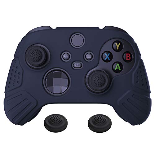 PlayVital Guardian Edition Black Ergonomic Soft Anti-Slip Controller Silicone Case Cover, Rubber Protector Skins with Black Joystick Caps for Xbox Series S and Xbox Series X Controller