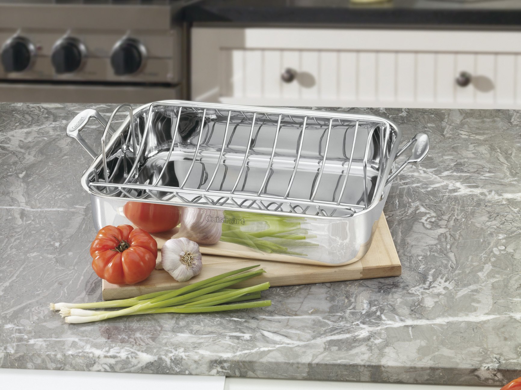 Cuisinart 77-412P1 Piece 12-Quart Chef's-Classic-Stainless-Cookware-Collection, Pasta/Steamer Set (4-Pc.) & 7117-16UR Chef's Classic 16-Inch Rectangular Roaster with Rack, Stainless Steel