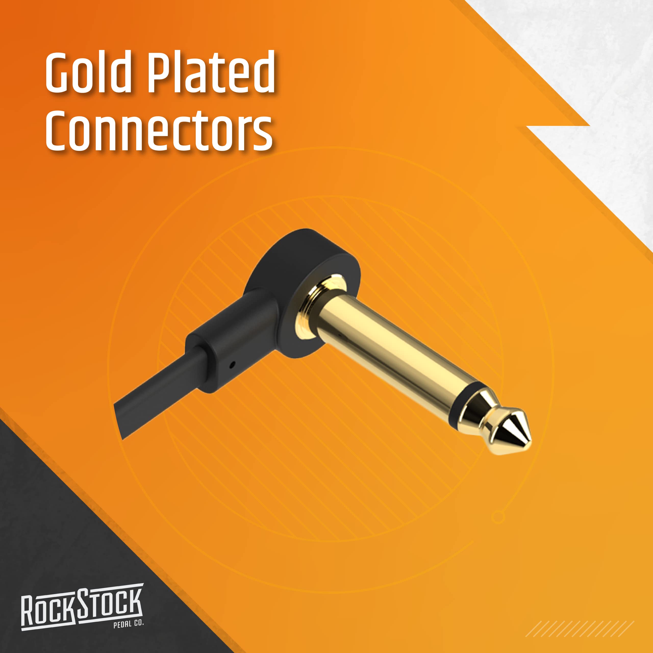 Rock Stock Guitar Flat Patch Cables (Pack of 3) - 12 Inch S-Shape Ultra-Thin Effect Guitar Pedal Patch Cables - Right-Angle, Black with Durable Gold Plated Connectors, Maximize Pedalboard Space