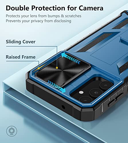 FNTCASE Case for Samsung Galaxy A14-5G: Protective Shockproof Rugged A14 Cell Phone Cover Cases with Belt Clip Holster Kickstand & Slide | Textured Tough Military Grade Drop Proof Protection - Blue