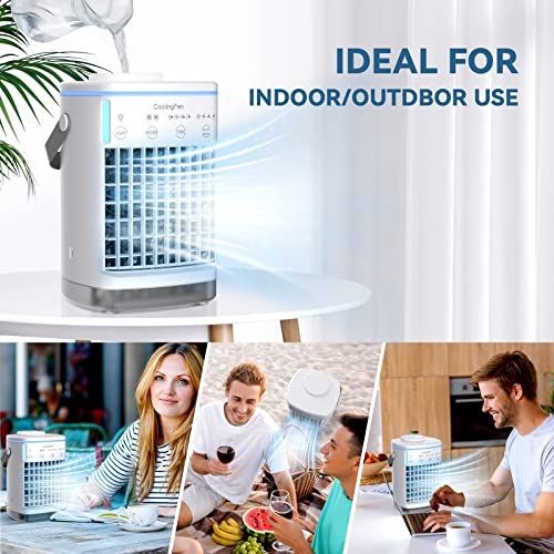 Portable Air Conditioners, Personal Evaporative Air Cooler with 4 Wind Speed & LED Light, Top Fill 700ML Mini Air Conditioner, Small Desktop Quiet Cooling Fan for Room, Office, Car, Outdoor