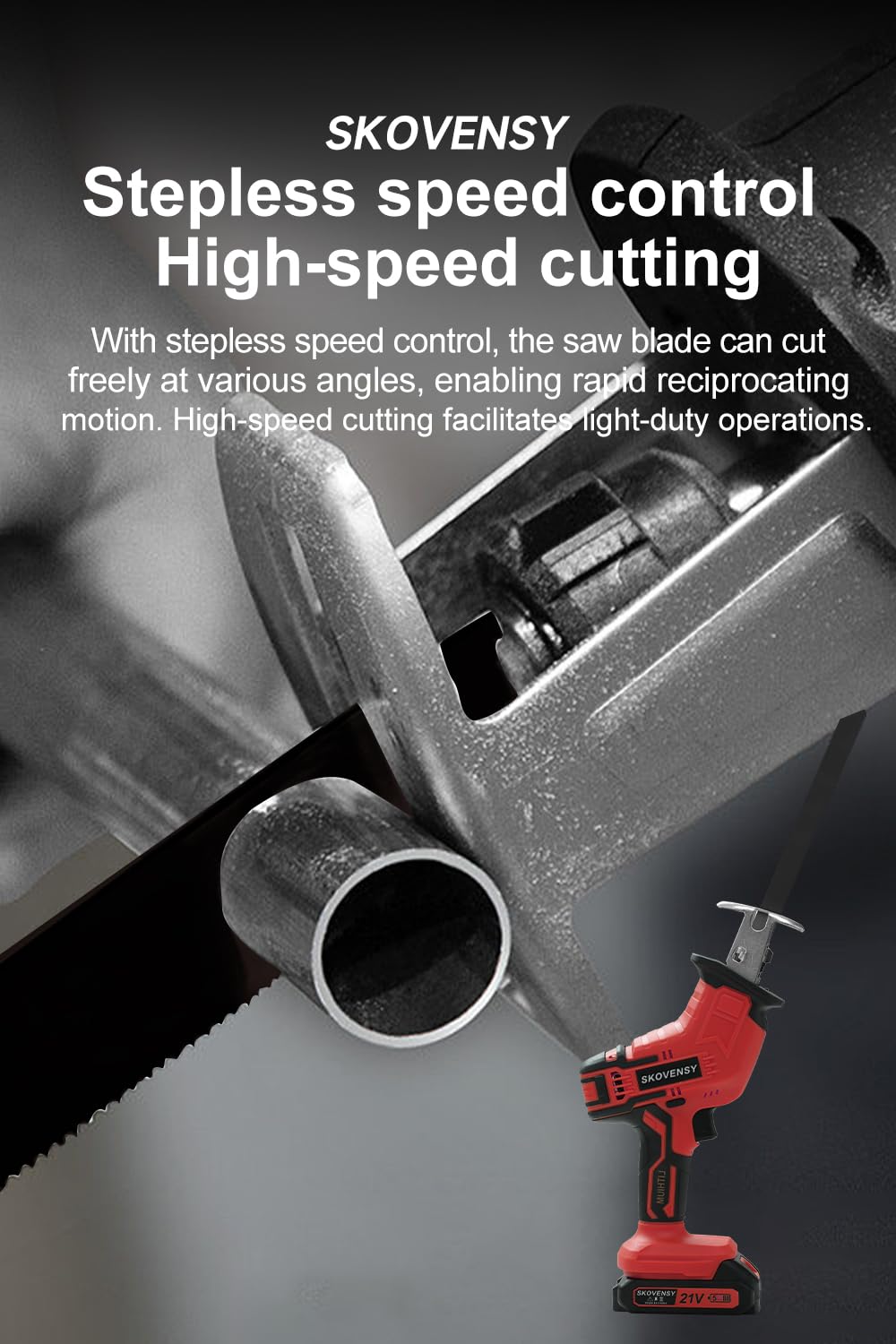 Cordless Reciprocating Saw, 2 x 2.0Ah Battery, Cordless Variable Speed, Blades Kit for Wood/Metal/PVC Cutting MWF-RED