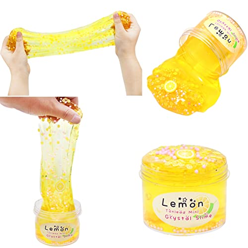 Fruit Slime Kit with Charms, 1 Pack 70ml Various Soft and Stretchy Crystal Mud Stress Relieve Sensory Toy Green Slime Toy