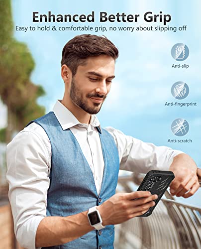 FNTCASE for Samsung Galaxy S23-Plus Case: Heavy Duty Rugged Shockproof Protective Cover with Belt-Clip Holster & Kickstand | Military Grade Protection Durable Phone Case for Galaxy S23 Plus Black