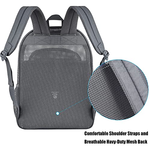Heavy Duty Mesh Backpacks for Adults, Mesh School Booking Bags for Boys and Girls, See Through Backpack with Adjustable Straps, Mesh Bags for Swimming(Grey)