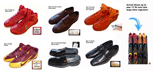 Roomganize Large Shoe Organizer, Sneaker Rack, for Men's Big Shoes (Bison Brown)