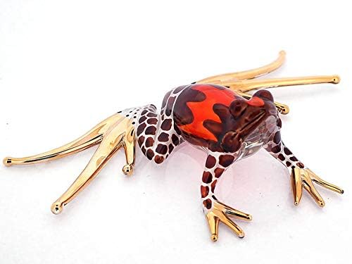 ZOOCRAFT Blown Glass Frog Figurine Brown Dart Hand Painted Animals Collection Miniature Home Garden Decor