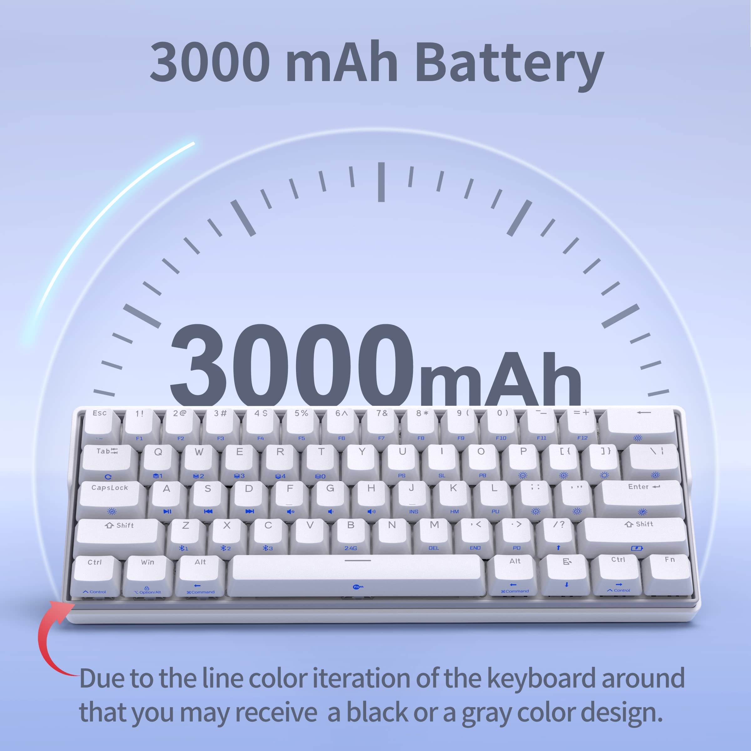 KEMOVE Shadow Wired/Wireless 60% Mechanical Gaming Keyboard Compatible with Mac Windows, Hot Swappable Keyboard RGB Backlit PBT Keycaps Full Keys Programmable, 3000mAh Battery(Gateron Brown Switch)