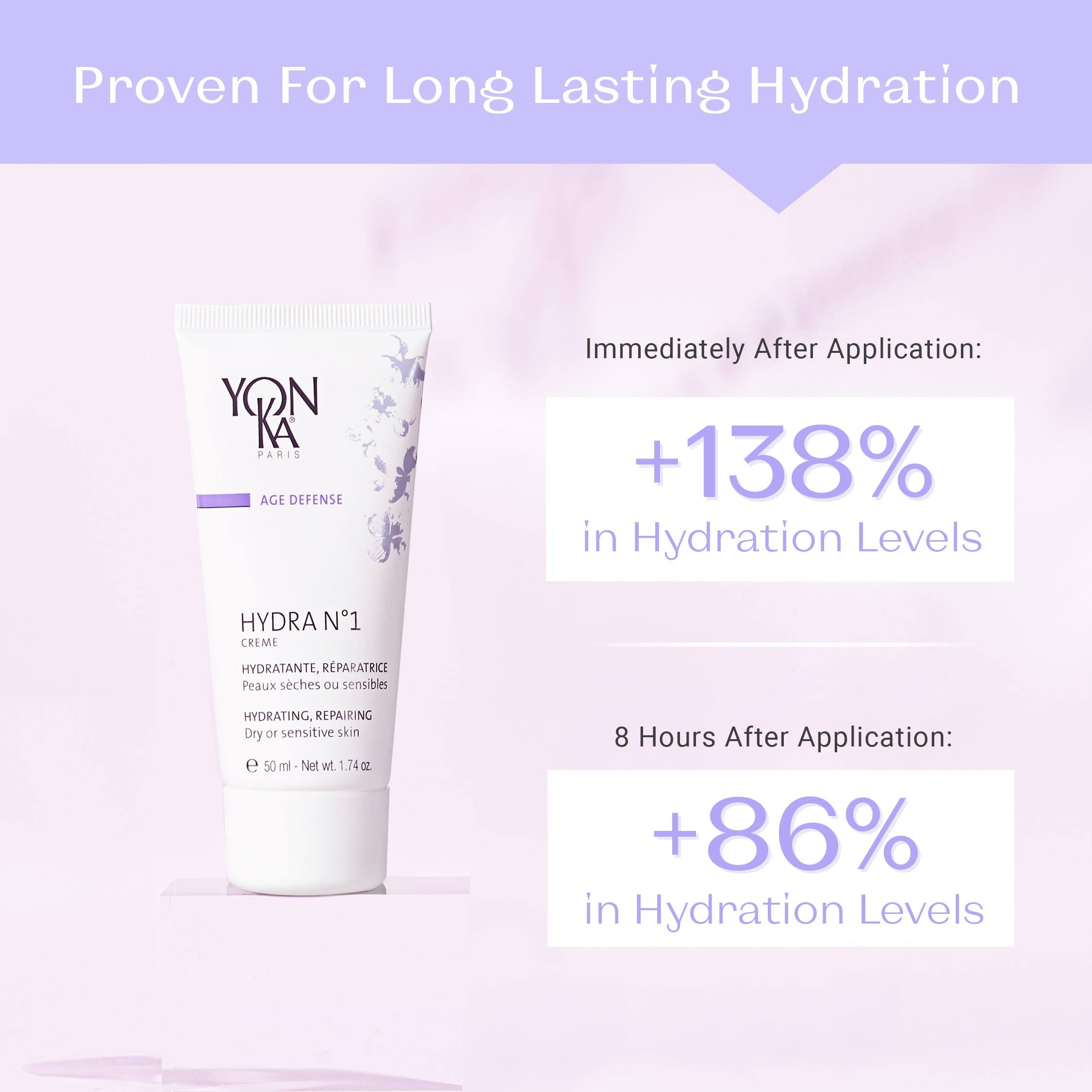 Yon-Ka Daily Reparative Moisturizer, Hydra No. 1 Creme - Rich Anti-Aging Skincare with Hyaluronic Acid, Vitamins A, C & E for Dry Skin, Paraben-Free, 50ml