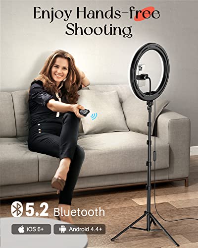 π‘π²ππ²ππ 13" Selfie Ring Light with Stand and Phone Holder, 63" Tripod for iPhone with Ring Light for YouTube/Tiktok, LED Ringlight for Make Up/Zoom Meeting/Photography, Ring Lights for Vlogs