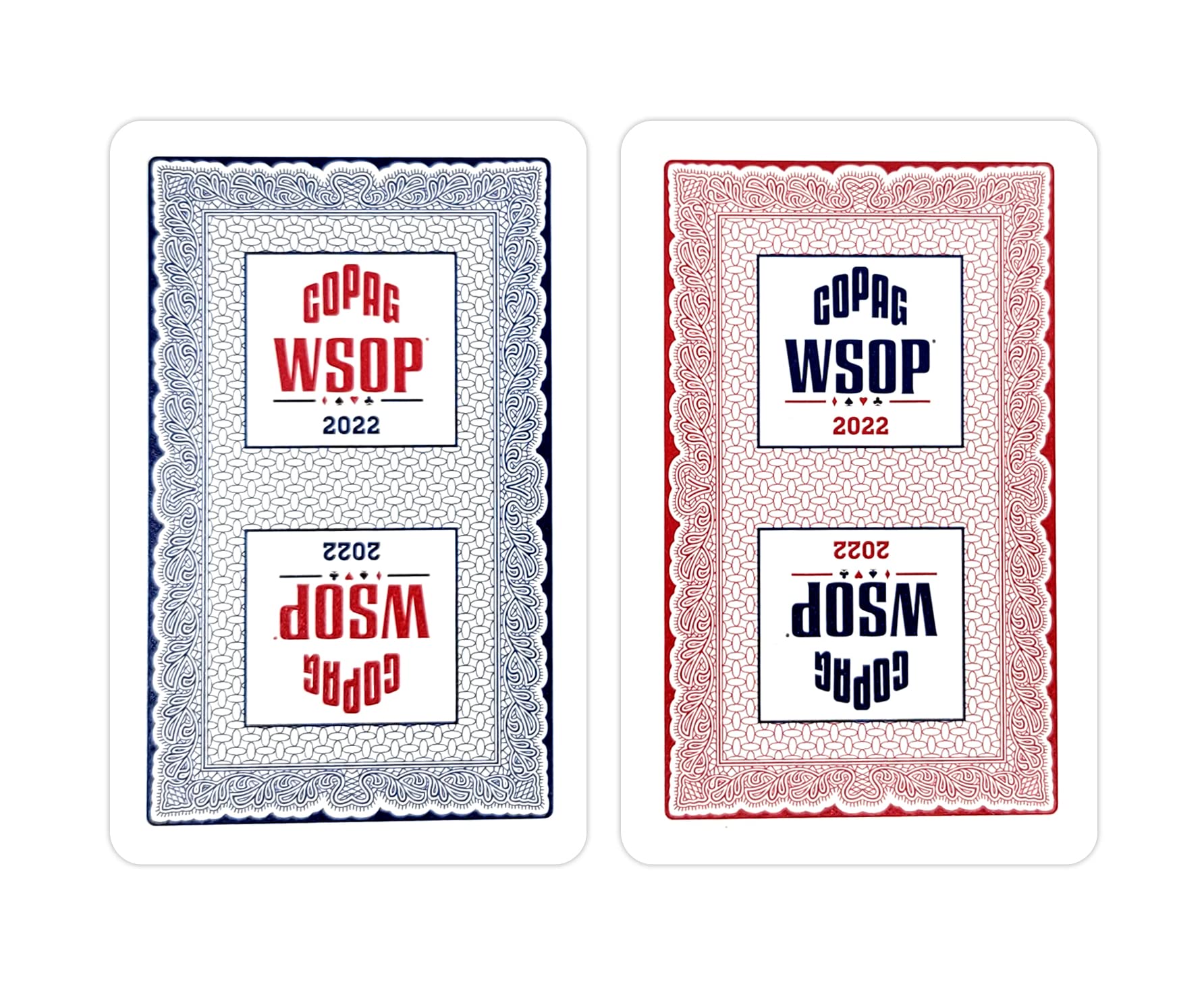 Copag 2022 WSOP World Series of Poker 100% Plastic Playing Cards, Bridge Size Regular Index Red/Blue Double Deck Set