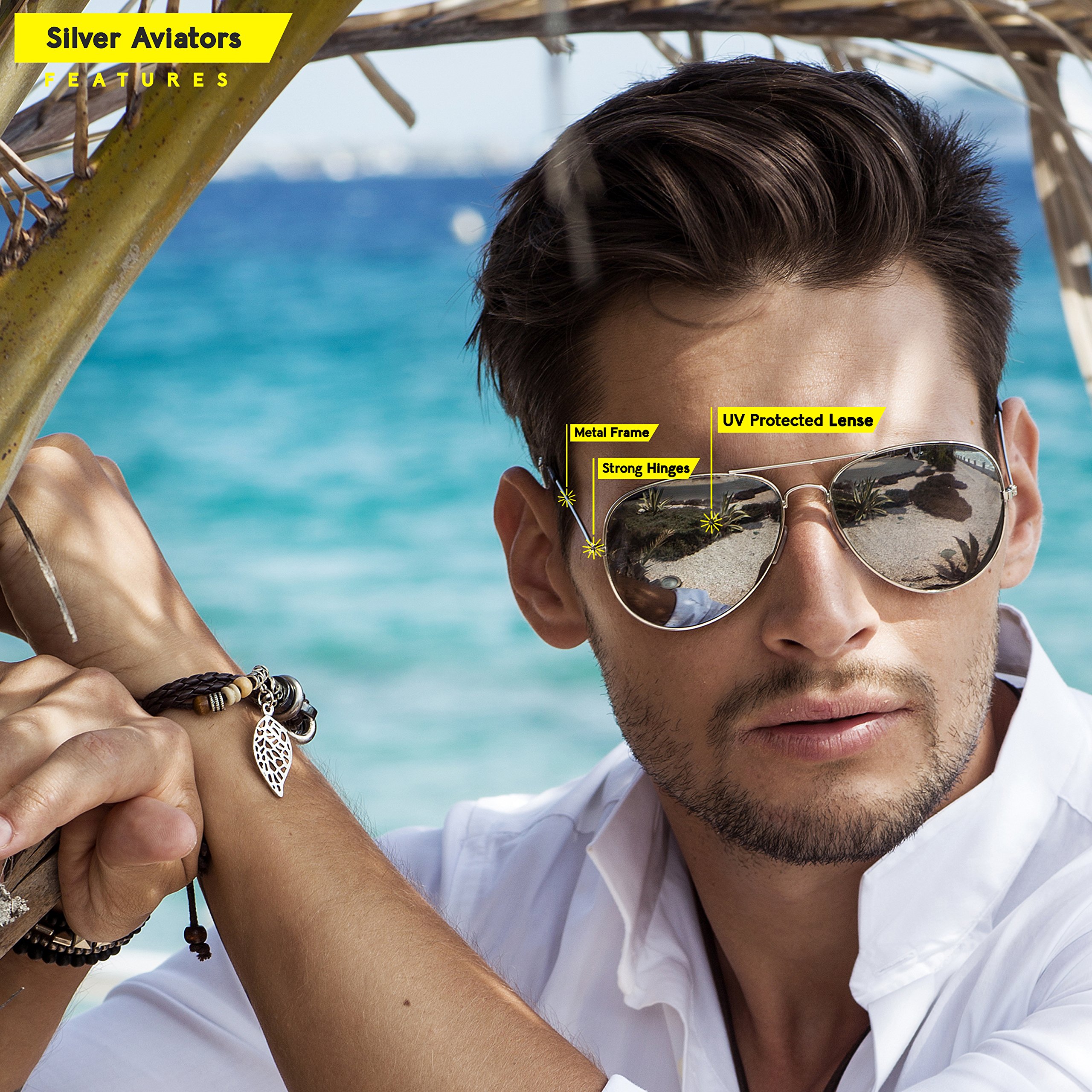 Big Mo's Toys Silver Mirrored Aviator Sunglasses Shades β 70βs Style Adult Aviators Costume Glasses - 1 Pair