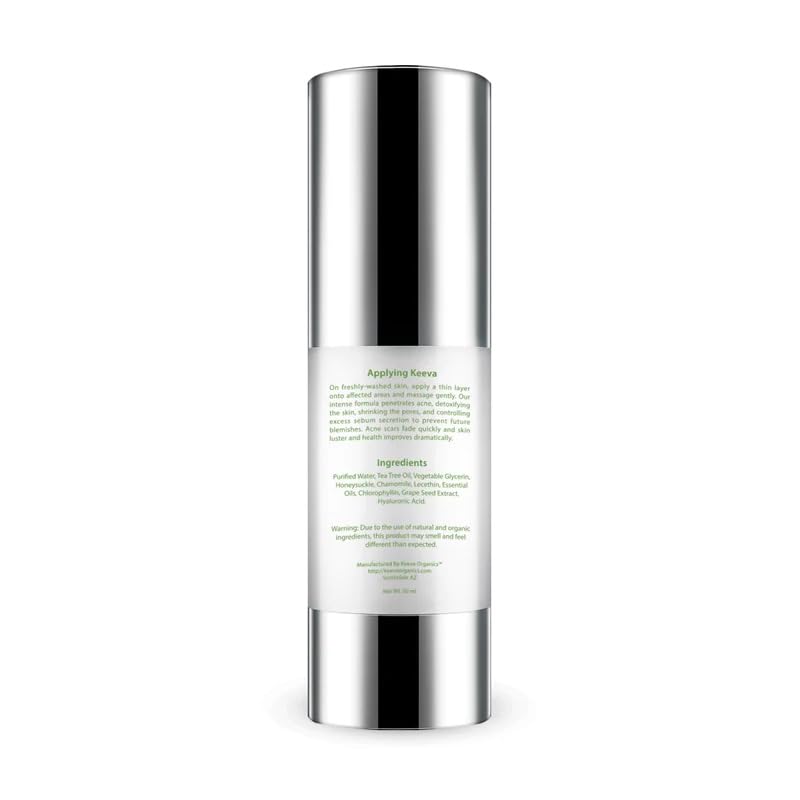 Tea Tree Oil Acne Serum - Perfect for Blemishes, Spots, Scars, Bacne, Pimples, Blackheads, Whiteheads with Natural & Organic Ingredients - by Keeva Organics