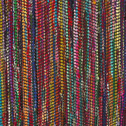 Eyes of India - 4 X 6 ft Black Colorful Chindi Woven Area Rag Rug Braided Bohemian Accent Boho Chic Decorative Indian Handmade Handwoven