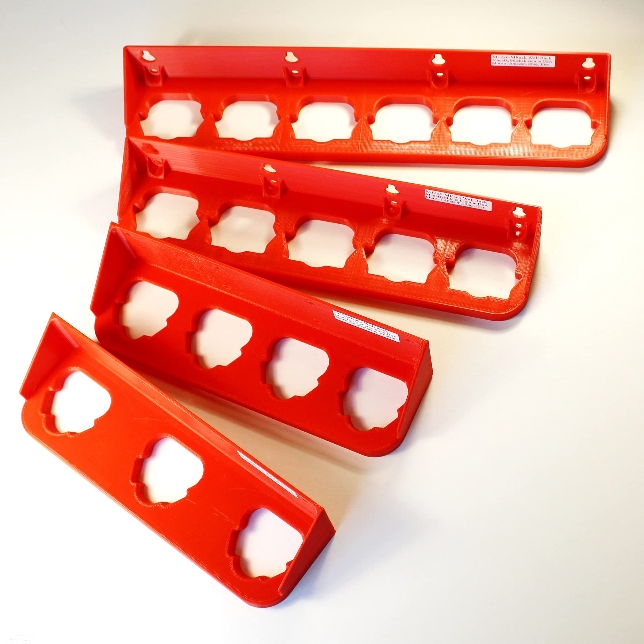 Milwaukee Makita Bosch 12V Battery Holder Mount Wall Rack 4 slot M12 BAT414 BL1014 USA PN M12x4Rack