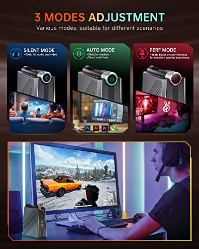 KAMRUI Ryzen Mini PC Gaming,32GB DDR5 Dual Channel 512GB SSD Mini Computer Tower with AMD Ryzen 7 7735HS, Small Desktop Computers Support 4K Triple Screen,RGB Lights,WiFi6,BT5.2,Type C,Windows 11 Pro