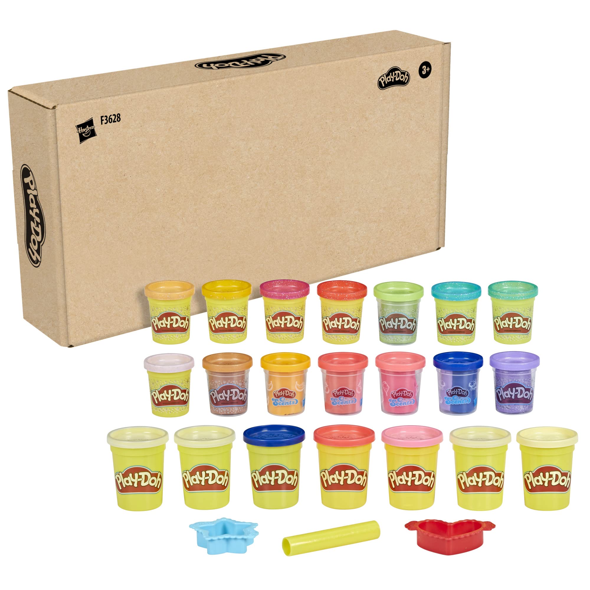 Play-Doh Bright 'n Happy Variety Pack with 21 Cans of Modeling Compound Including Scented, Sparkle, Metallic, Arts and Crafts Toy for Kids 3 and Up, Non-Toxic (Amazon Exclusive)