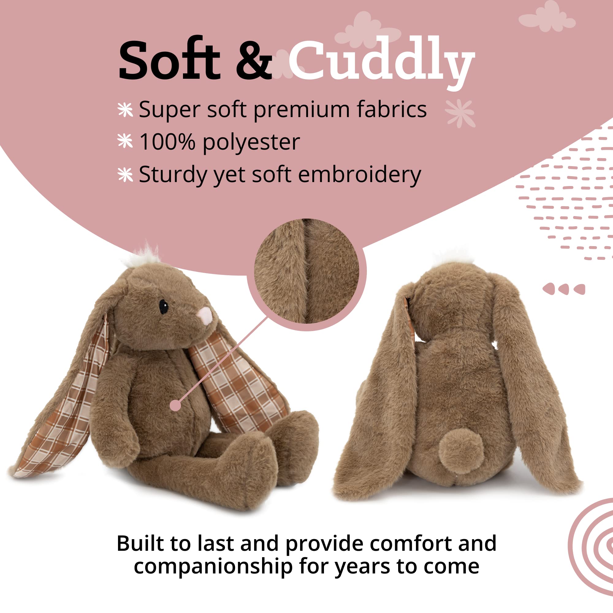 Plushible Easter Bunny Plush, Cuddly, Soft, Embroidered Stuffed Animal Toy for Newborns, Kids, Boys, & Girls, 14 Inch