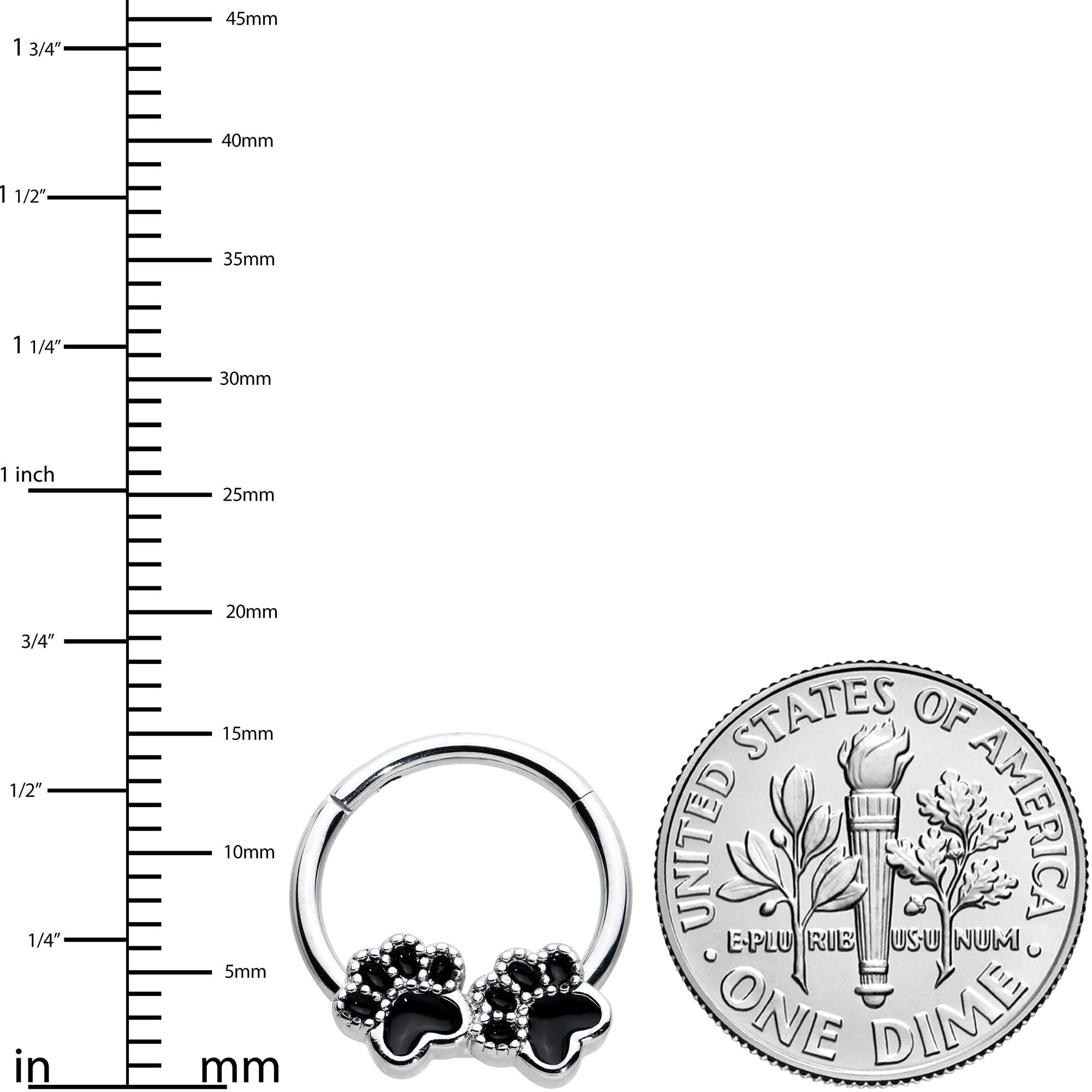 Body Candy 16G Stainless Steel Hinged Segment Ring Seamless Cartilage Nipple Ring Paw Prints Nose Hoop 3/8"