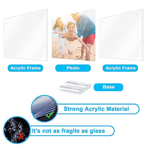 JUOIFIP 8X10 Clear Acrylic Picture Frames, Magnetic Picture Frames with Gift Box Package, Double Sided Acrylic Photo Frames Desktop Display with Support Stand, Pack of 1(Bonus 1 Pack Stand)