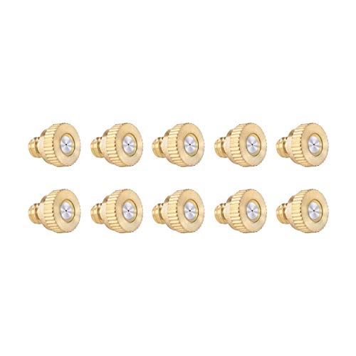 CozyCabin 20 Pcs Low Pressure Brass Misting Nozzles Misting Water Mister Nozzle for Garden, Patio, Greenhouse, Outdoor Cooling Mister System 0.016" Orifice (0.4mm) Thread UNC 10/24