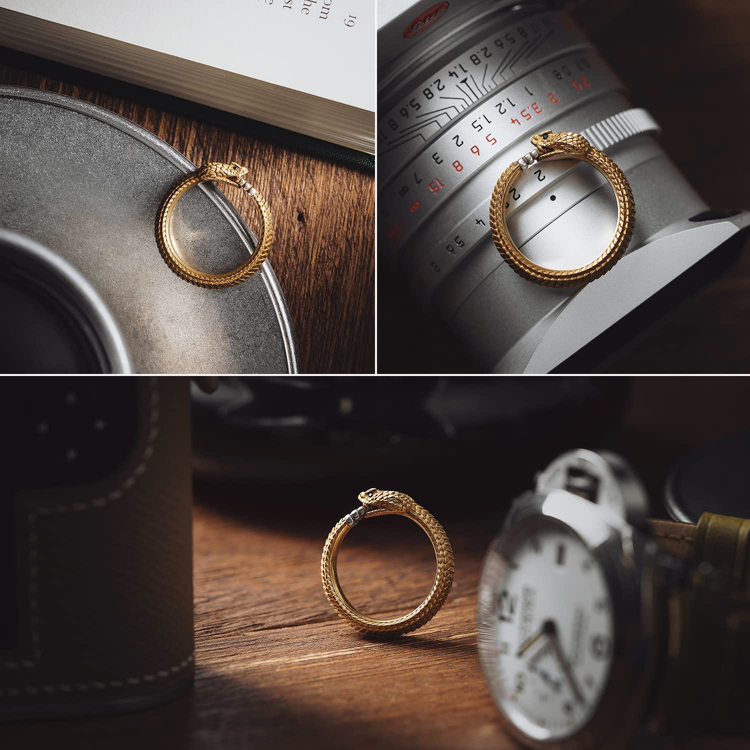 COPPERTIST.WU Ouroboros Ring Brass Snake Serpent Rings Aesthetic Jewelry Gift for Men Women (10.5)