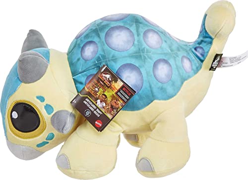 Jurassic World: Camp Cretaceous Plush Baby Dinosaur Bumpy with Sound, 15-Inch Floppy Soft Toy Ankylosaurus with Weighted Feet