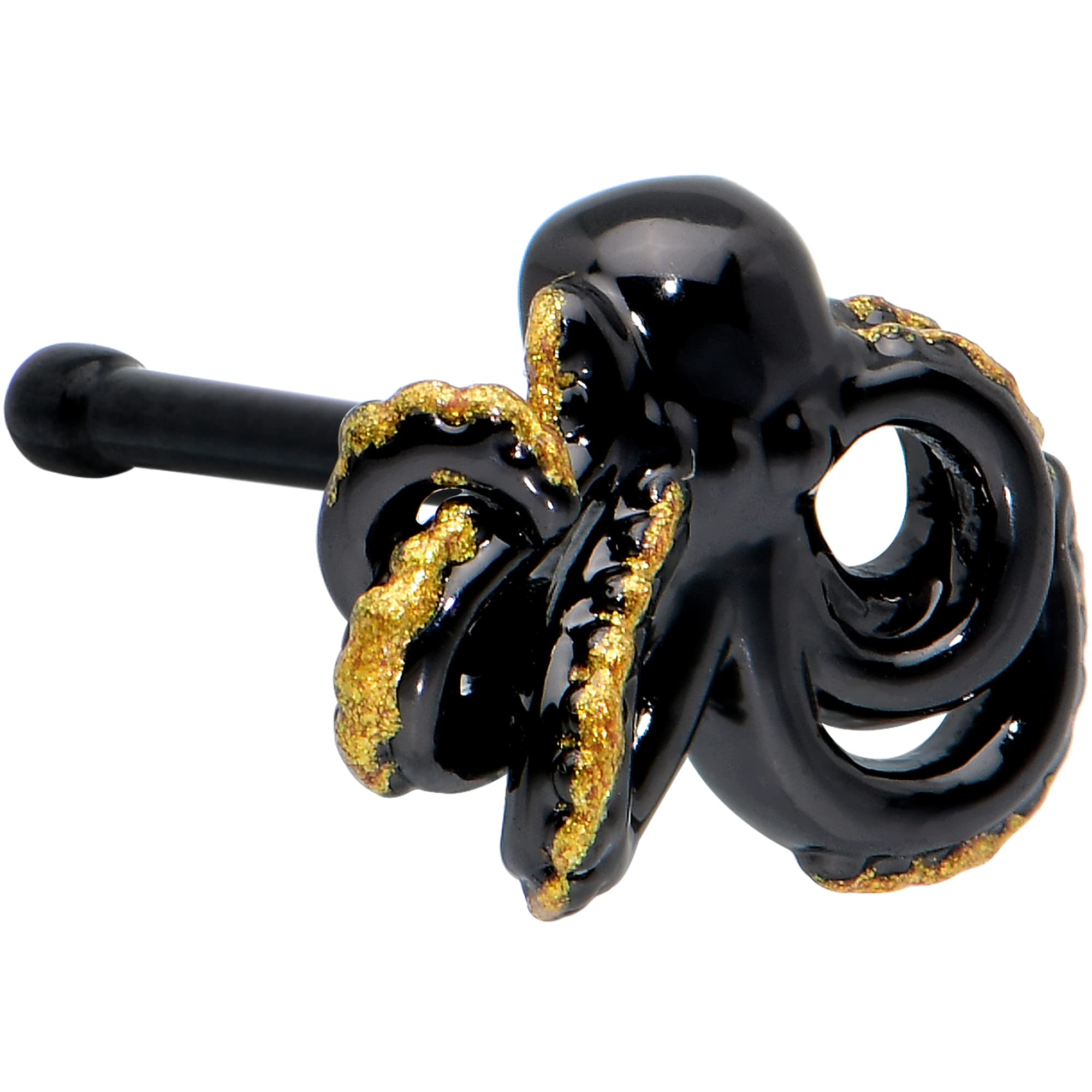 Body Candy Womens 20G Black PVD Steel Nose Ring Octopus Nose Stud Nose Bone Body Piercing Jewelry 1/4"