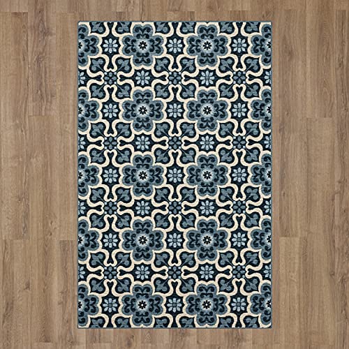 Mohawk Home Soho Marjorelle Gardens Floral Printed Area Rug, 5'x8', Blue