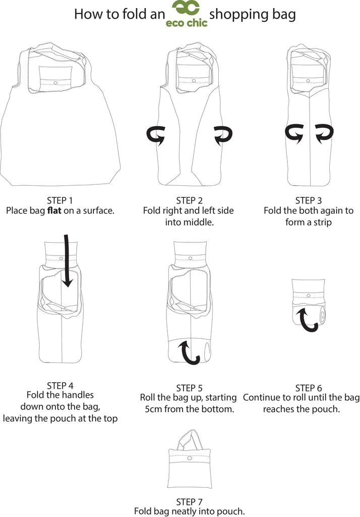 ECO CHIC Foldable Reusable Grocery Bags - Foldable Grocery Bags - Lightweight, Recycled & Reusable Shopping Bags - Waterproof, Packable Tote Fitting in Fine Grocery Bag Carrier