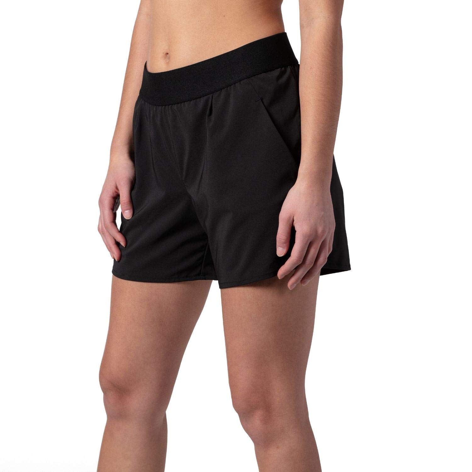 Baddle Women's 5" Stretch Woven Pickleball Short with Inner Brief (Black, Medium)