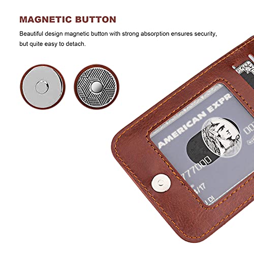 KIHUWEY Compatible with iPhone 13 Pro Max Case Wallet with Credit Card Holder, Premium Leather Magnetic Clasp Kickstand Heavy Duty Protective Cover for iPhone 13 Pro Max 6.7 Inch(Brown)