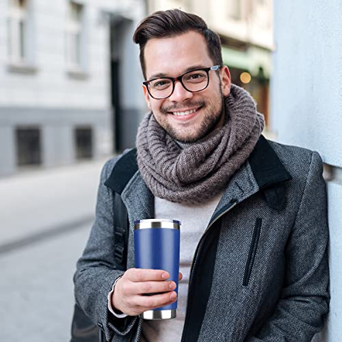 EcoMozz 20oz Tumbler Stainless Steel Vacuum Insulated Mug with Lid, Double Wall Travel Mug, Durable Powder Coated Coffee Cup, Suitable for Ice Drinks and Hot Beverage(New Blue 6 pack)