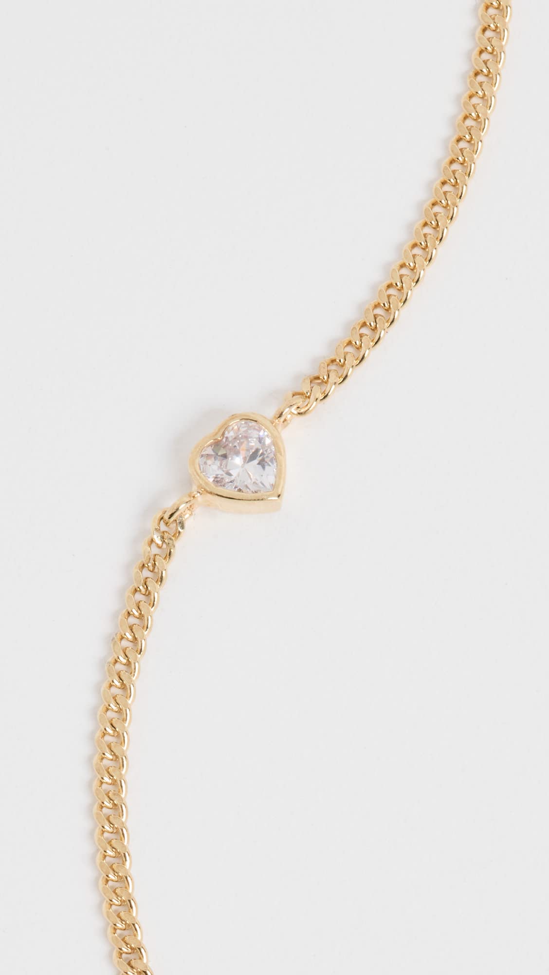 By Adina Eden Women's Heart Bezel Cuban Bracelet, Gold, One Size