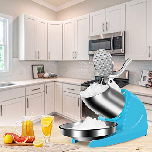 RRH Electric Ice Crusher - Stainless Steel Blade Shaved Ice Machine Snow Cone Maker - Cool Summer Ice Shaver, 110V, 220lbs/hr, Blue